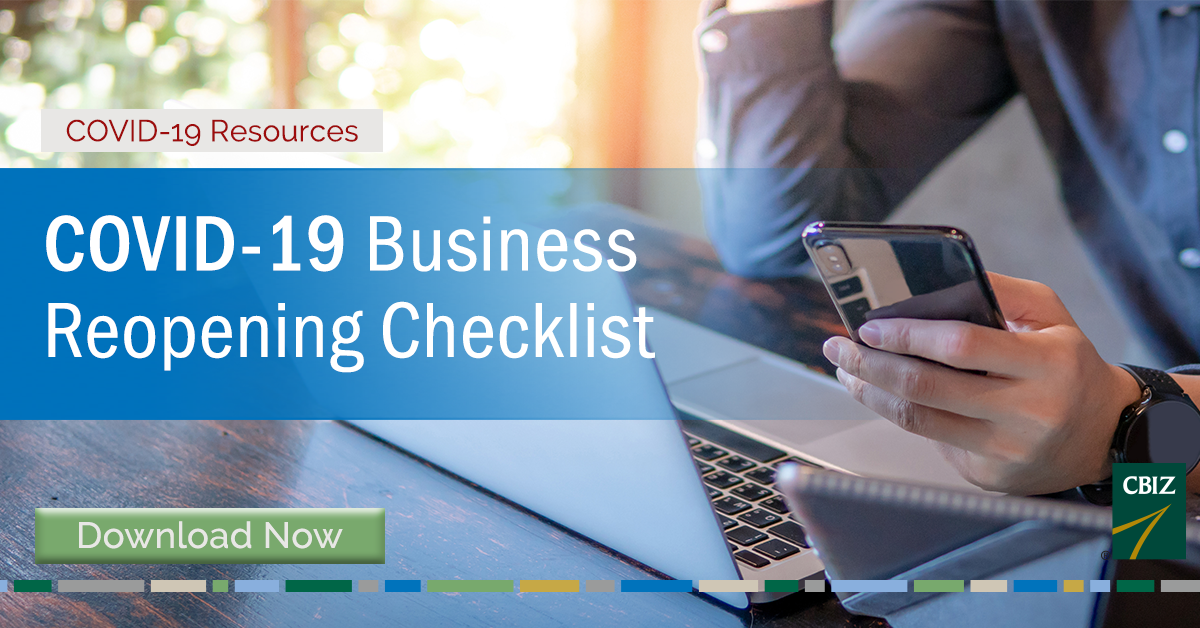 Business Reopening Checklist | CBIZ Gibraltar Real Estate Services, LLC
